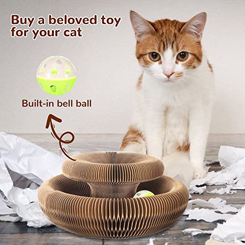 Magic Organ Cat Scratching Board, Cat Accordion, Cat Cordion, Cardboard Cat Scratcher Cat Bed Interactive Scratcher Cat Toy, Foldable Convenient Cat Scratcher Durable Recyclable Comes with Ball