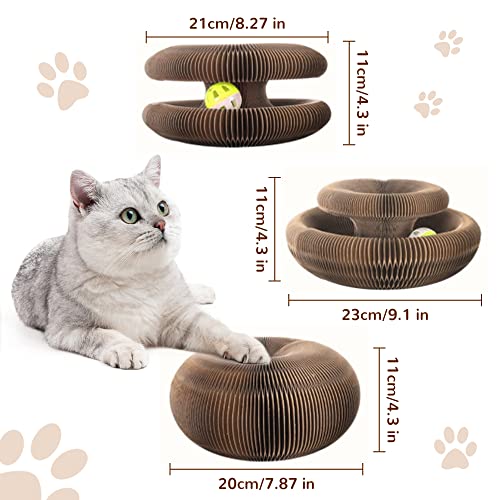 Magic Organ Cat Scratching Board, Cat Accordion, Cat Cordion, Cardboard Cat Scratcher Cat Bed Interactive Scratcher Cat Toy, Foldable Convenient Cat Scratcher Durable Recyclable Comes with Ball