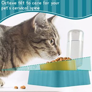 Dog Bowls 3 in 1, Cat Bowls for Food with Gravity Water Bottle, Dog Water Bowl Dispenser No-Spill, Automatic Cat Feeders Detachable for Dogs Cats Pets (Blue)