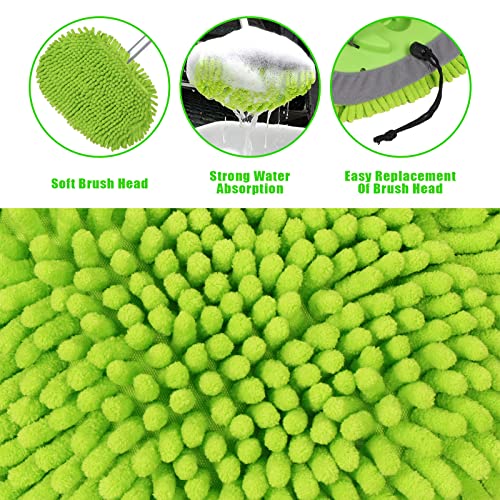 OCR 62" Car Wash Brush with Long Handle, Chenille Microfiber Car Wash Mop, Car Wash Mop with Detachable Pole, Windshield Squeegee, Wheel Brush, Car Cleaning Supplies Kit for Truck, RVs, Pickups