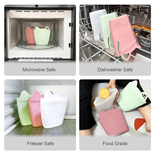 Reusable Snack Bag Set for Kids, Fun Snacks Storage on The Go. Food Grade Silicone, Dishwasher-Safe, Eco-Friendly, Strong Seal with Locking Buttons, Great for Travel, Home BPA Free - Dilovely