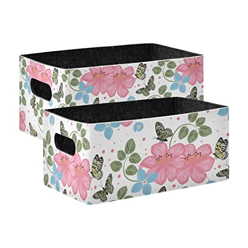 Beautiful Butterfly Storage Basket Felt Storage Bin Collapsible Felt Storage Convenient Box Organizer for Clothes Towels Magazine