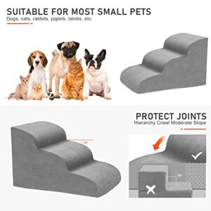 Dog Stairs for Small Dogs, 3 Tiers High Density Foam Dog Ramp, Extra Wide Non-Slip Pet Steps for High Beds Or Couch, Soft Foam Doggie Ladder for Dogs Injured, Older Pets, Small Cats