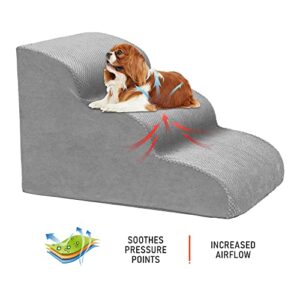 Dog Stairs for Small Dogs, 3 Tiers High Density Foam Dog Ramp, Extra Wide Non-Slip Pet Steps for High Beds Or Couch, Soft Foam Doggie Ladder for Dogs Injured, Older Pets, Small Cats