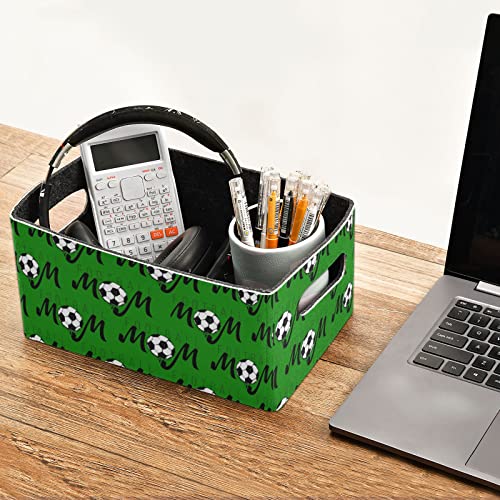 Football Mom Sign Storage Basket Felt Storage Bin Collapsible Felt Storage Cloth Baskets Containers Organizer for Kids Bedroom Magazine