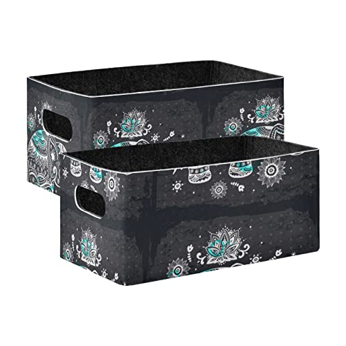 Ethnic Elephant Storage Basket Felt Storage Bin Collapsible Toy Boxs Convenient Box Organizer for Kids Bedroom Magazine