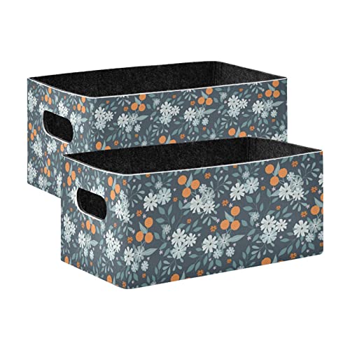 Floral Flowers Storage Basket Felt Storage Bin Collapsible Towel Storage Toy Storage Box Organizer for Kids Bedroom Magazine