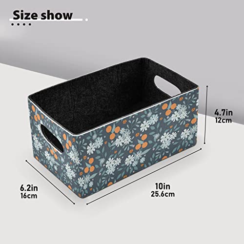 Floral Flowers Storage Basket Felt Storage Bin Collapsible Towel Storage Toy Storage Box Organizer for Kids Bedroom Magazine