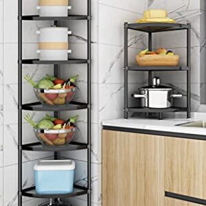 ZIGAMA 7-Tier Kitchen Corner Shelf Adjustable Pot Rack, Cookware Free Standing Storage Organizer ，Pot and Pans Tower Metal Shelves for Kitchen