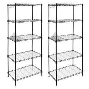 mogusier 2pcs wire shelving rack adjustable 5-tire metal shelf storage rack 23.6 x14x59 in kitchen bathroom steel storage organizers