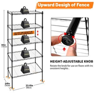 Mogusier 2Pcs Wire Shelving Rack Adjustable 5-Tire Metal Shelf Storage Rack 23.6 x14x59 in Kitchen Bathroom Steel Storage Organizers