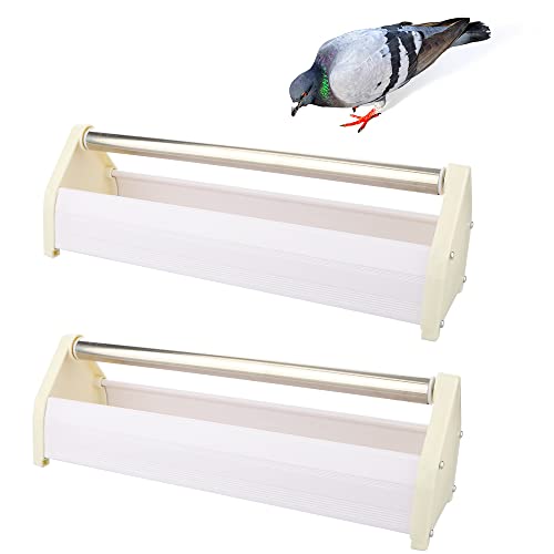 2 Pcs Pigeon Feeder Durable Reinforced Plastic Food Box Feeding Dish Storage Trough for Bird Pigeon Parrot Duck Home Poultry (Length: 15.5")