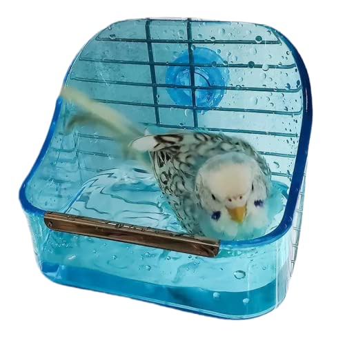 Barn Eleven Bird Bathtub, Crystal Pet Bird Bath Box, Bird Cage Parrot Bathing Tub, Bird Cage Accessory Bathing Tub Bath for Small Birds Parakeet Canary Budgerigar Lovebirds