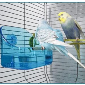 Barn Eleven Bird Bathtub, Crystal Pet Bird Bath Box, Bird Cage Parrot Bathing Tub, Bird Cage Accessory Bathing Tub Bath for Small Birds Parakeet Canary Budgerigar Lovebirds