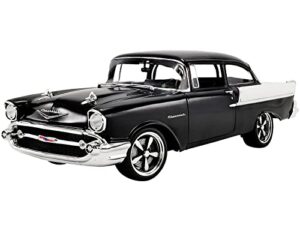 1957 chevy 150 restomod hourglass black and white limited edition to 774 pieces worldwide 1/18 diecast model car by acme a1807012