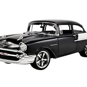 1957 Chevy 150 Restomod Hourglass Black and White Limited Edition to 774 Pieces Worldwide 1/18 Diecast Model Car by Acme A1807012