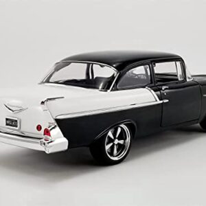 1957 Chevy 150 Restomod Hourglass Black and White Limited Edition to 774 Pieces Worldwide 1/18 Diecast Model Car by Acme A1807012