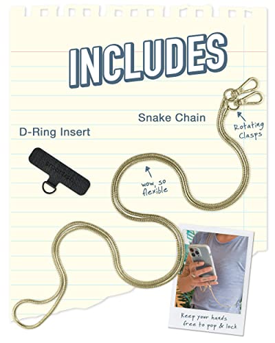 Smartish Phone Lanyard - Case Clinger - Universal iPhone Holder with Detachable Crossbody Shoulder Neck Strap - Gold Snake Chain