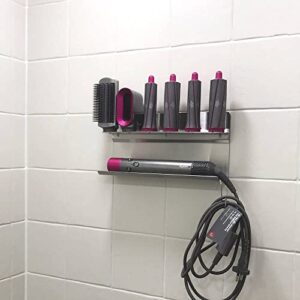 JS TECH Storage Stand Wall Mount Holder for Dyson Airwrap Curling Iron Accessories for Home Bathroom Organizer, Full Stainless