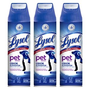 lysol pet odor eliminator spray, sanitizing and disinfecting spray for pet odors, 15oz (pack of 3)