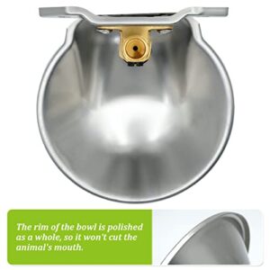 KHEARPSL Automatic Waterer Stainless Steel Sheep Goat Water Bowl with Copper Valve Livestock Waterer for Goat Sheep Calf Pig Dog Cattle