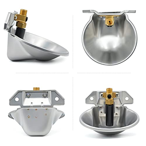 KHEARPSL Automatic Waterer Stainless Steel Sheep Goat Water Bowl with Copper Valve Livestock Waterer for Goat Sheep Calf Pig Dog Cattle