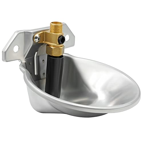 KHEARPSL Automatic Waterer Stainless Steel Sheep Goat Water Bowl with Copper Valve Livestock Waterer for Goat Sheep Calf Pig Dog Cattle