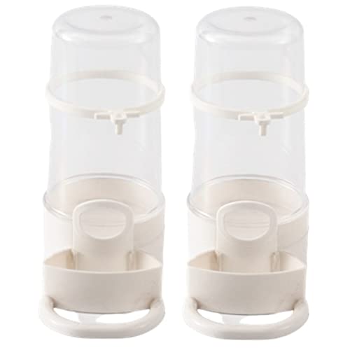 Panchitalk 2PCS Automatic Birds Feeder Water Drinker Bottle Pet Food Container for Cage Budgie Hamster 415ml (White)