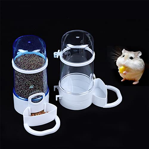 Panchitalk 2PCS Automatic Birds Feeder Water Drinker Bottle Pet Food Container for Cage Budgie Hamster 415ml (White)