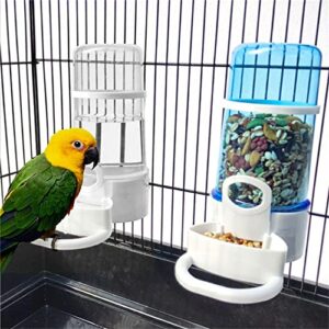 Panchitalk 2PCS Automatic Birds Feeder Water Drinker Bottle Pet Food Container for Cage Budgie Hamster 415ml (White)