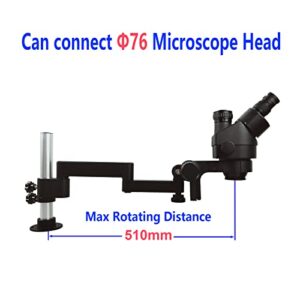 Microscope Articulating Universal Rotatable Arm, Microscope Stand Arm with Clamp for Stereo Trinocular Professional Microscope, HDMI Camera Lens Phone Repair Soldering Tools (76mm with Clamp, White)