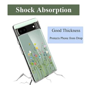 Unov Compatible with Pixel 6a Case Clear with Design Soft TPU Shock Absorption Slim Embossed Pattern Protective Back Cover for Pixel 6a 5G 6.1 inch (Flower Bouquet)