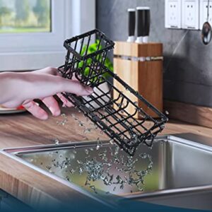 Consumest Sponge Holder for Kitchen Sink, Sink Caddy Kitchen Sink Organizer with Removable Drip Tray for Countertop Dish Soap Holder Dispenser Brush Holder, 304 Stainless Steel - Black