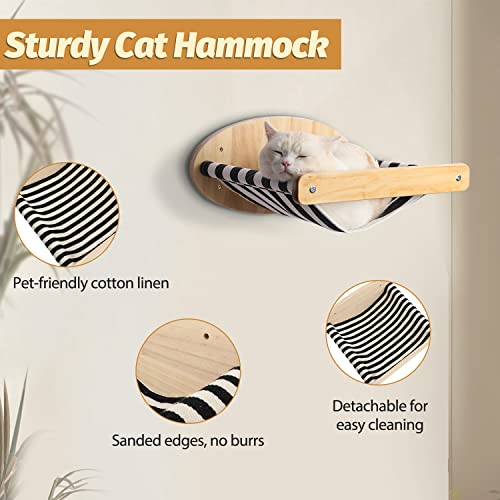 Cat Wall Shelves - Wall Mounted Cat Shelves Perches for Wall Cats Wall Furniture Climbing Shelves Cat Hammock Perches Scratching Post Cat Activity Tree Climbing Bridge Ladder Steps Indoor