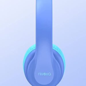 NIVAVA K15 Foldable Wired Headphones with Microphone for School Kids with Share Port 85dB/94dB Safe Volume Limit, Boys Girls for Travel Plane Tablet Kindle