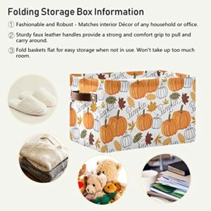 senya Thanksgiving Basket Fall Basket, Pumpkin Leaves Autumn Foldable Fabric Collapsible Storage Bins Organizer Bag for Storage Toy Storage