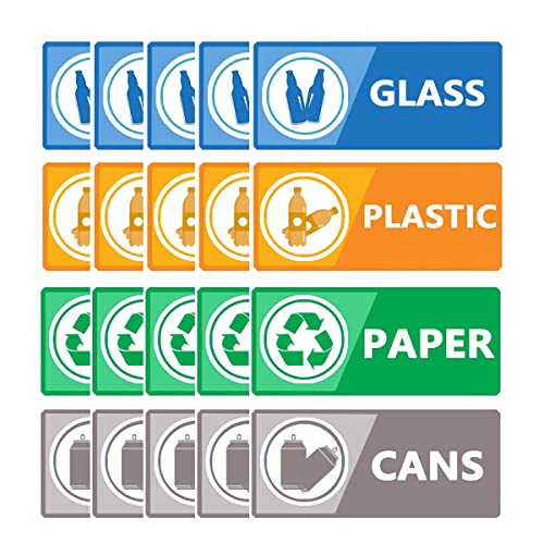 Top label Recycle Label Stickers for Trash Can,Trash Sorting Recycling Sticker Sign for Use in Home and Office,4x2 Inch,20 Pcs