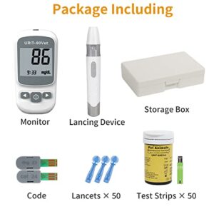 URIT Pet Blood Glucose Meter for Dog Cat with 50 Test Strips, Blood Suger Monitor Kit,Blood Glucose Monitoring System for Dog/Cat Diabetes.