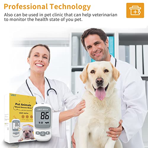 URIT Pet Blood Glucose Meter for Dog Cat with 50 Test Strips, Blood Suger Monitor Kit,Blood Glucose Monitoring System for Dog/Cat Diabetes.