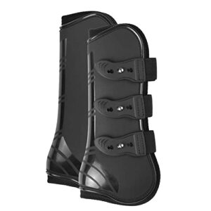 N/A Black Front Leg Boots Adjustable Riding Leg Boots Horse Leg Protector Equestrian Tendon Equestrian Equipment