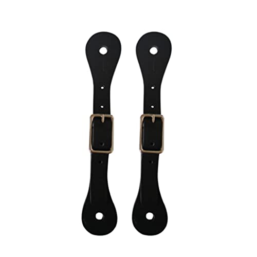 N/A 1 Pair of Equestrian Equipment Sports Riding Accessories Alloy Buckle Adjustable Thick Leather Spur Strap (Color : Black)