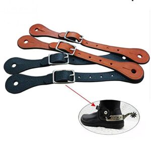 N/A 1 Pair of Equestrian Equipment Sports Riding Accessories Alloy Buckle Adjustable Thick Leather Spur Strap (Color : Black)