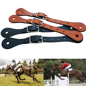 N/A 1 Pair of Equestrian Equipment Sports Riding Accessories Alloy Buckle Adjustable Thick Leather Spur Strap (Color : Black)