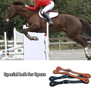 N/A 1 Pair of Equestrian Equipment Sports Riding Accessories Alloy Buckle Adjustable Thick Leather Spur Strap (Color : Black)