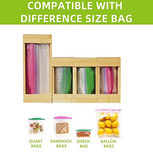 BulkPanda Ziplock Bag Storage Organizer for Drawer, Food Sandwich Bag Storage Organizer Dispenser Compatible with Gallon, Quart, Sandwich and Snack Variety Size Bag (Set of 4 )