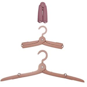 Foldable Hangers 3 Pack Portable Clothes Travel Hanger Clothes Drying Rack for Camping Home Travel - Rose