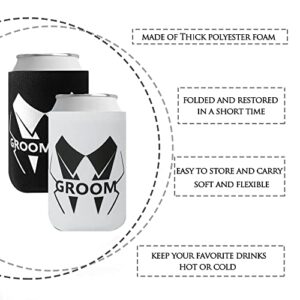 PartyGifts&Beyond 7Pack Groomsmen Can Cooler, Groom and Best Man Can Koozies for Bachelor Party or Wedding Gift Can Coozie(BOLD)