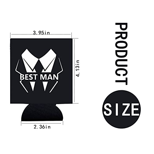 PartyGifts&Beyond 7Pack Groomsmen Can Cooler, Groom and Best Man Can Koozies for Bachelor Party or Wedding Gift Can Coozie(BOLD)