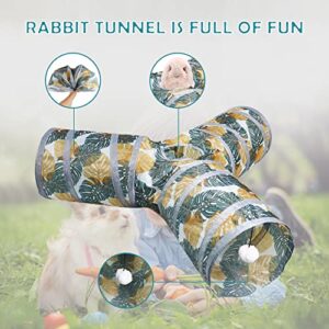 NANEEZOO Bunny Tunnels & Tubes Collapsible 3 Way Rabbit Hideout Small Animal Activity Tunnel Toys - for Dwarf Rabbits Bunny Guinea Pigs Kitty (Print Color)