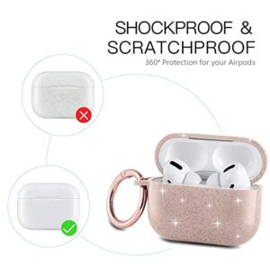 Airpods Pro Case DMMG Compatible Airpods Pro with Keychain Anti-Lost Strap,Cute Shiny Airpod Pro Case for Girls Women,airpod pro Case Silicone Pink Sand